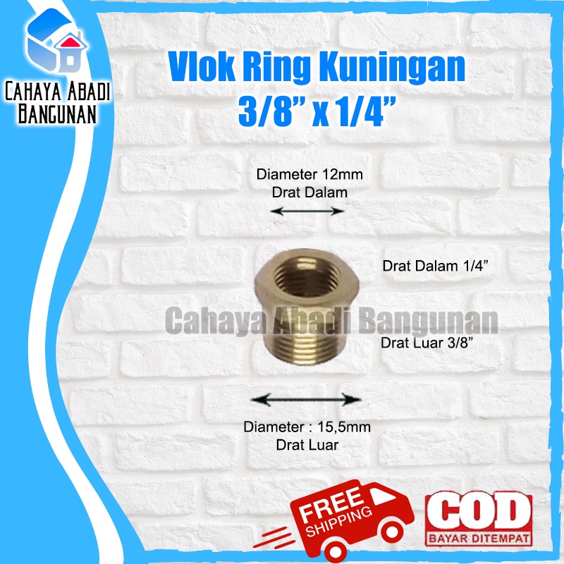 Jual Vlok Ring Kuningan 3/8" x 1/4" Inch Inchi Inci | Shopee Indonesia