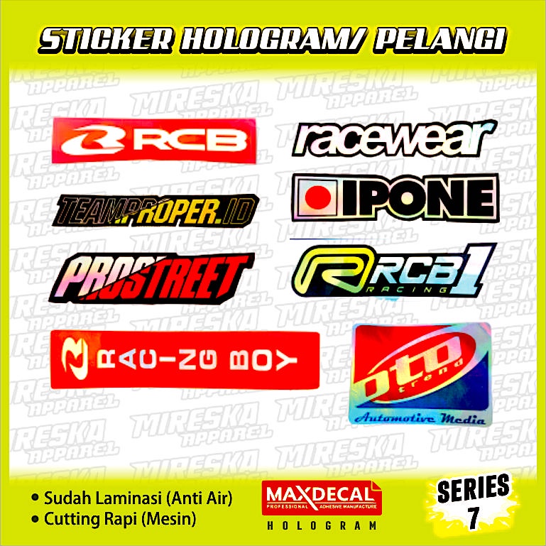 Jual Terbaru!! Stiker Viral Hologram Terlaris Racing Series 7 / Sticker ...