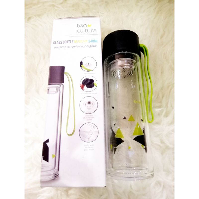 Jual BOTOL MINUM KACA DENGAN SARINGAN TEH MERK TEA CULTURE MUGICHA ...