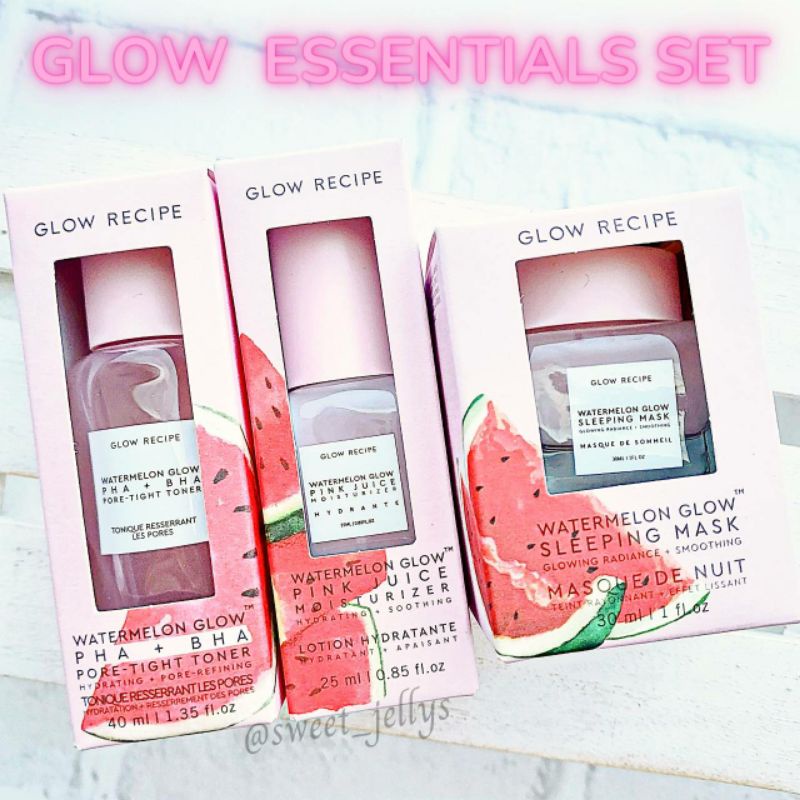 Jual GLOW RECIPE Watermelon GLOW ESSENTIALS SET - Sleeping Mask - Pink Juice | Shopee Indonesia