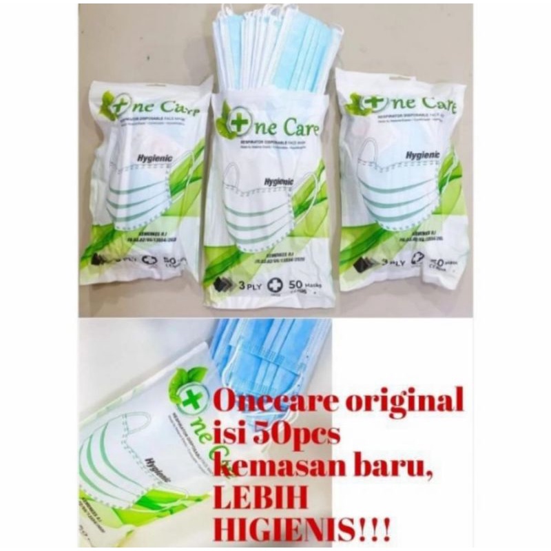 Jual Masker One Care 3ply isi 50 Pcs Kemasan Pouch Lebih Higienis ...