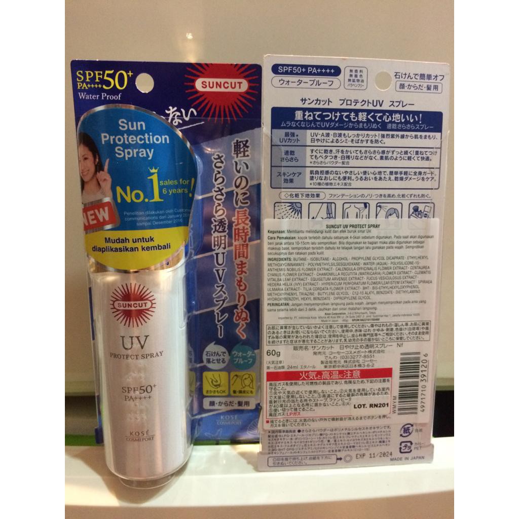 Jual Kose Cosmeport - Suncut UV Protect Spray SPF 50+ PA++ 60 GR ORI JAPAN | Shopee Indonesia