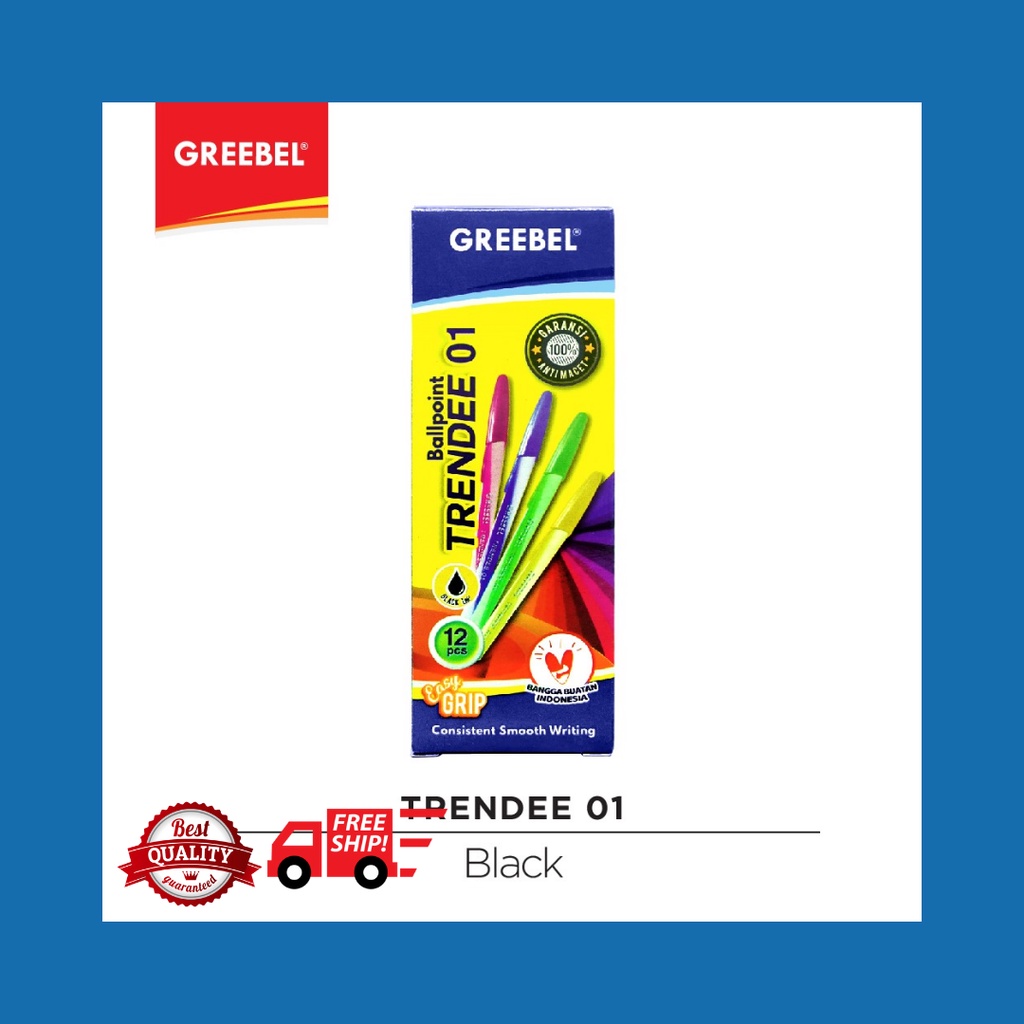 Jual PENA GREEBEL TRENDEE 0,5 HITAM (12) | Shopee Indonesia