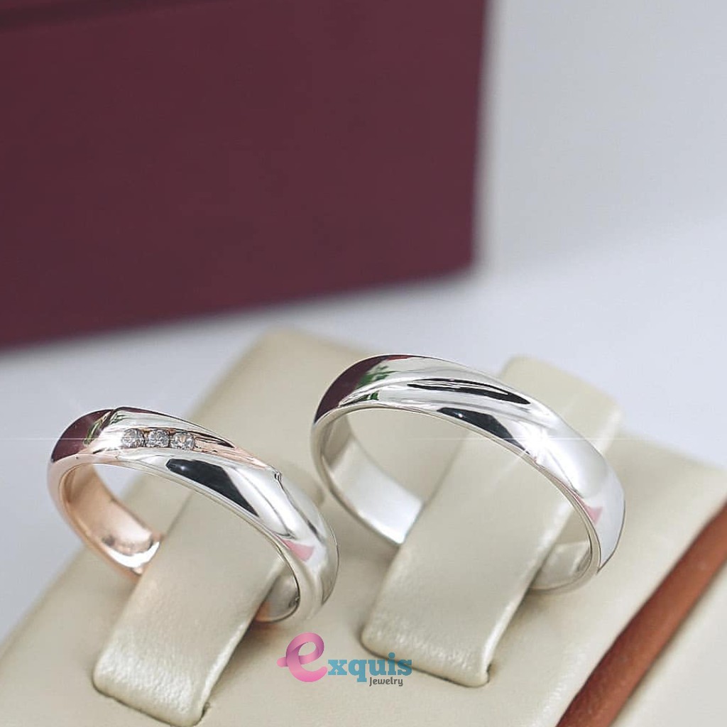 Jual Cincin Kawin Tunangan Couple Emas Putih dan Perak 925 - 116 ...