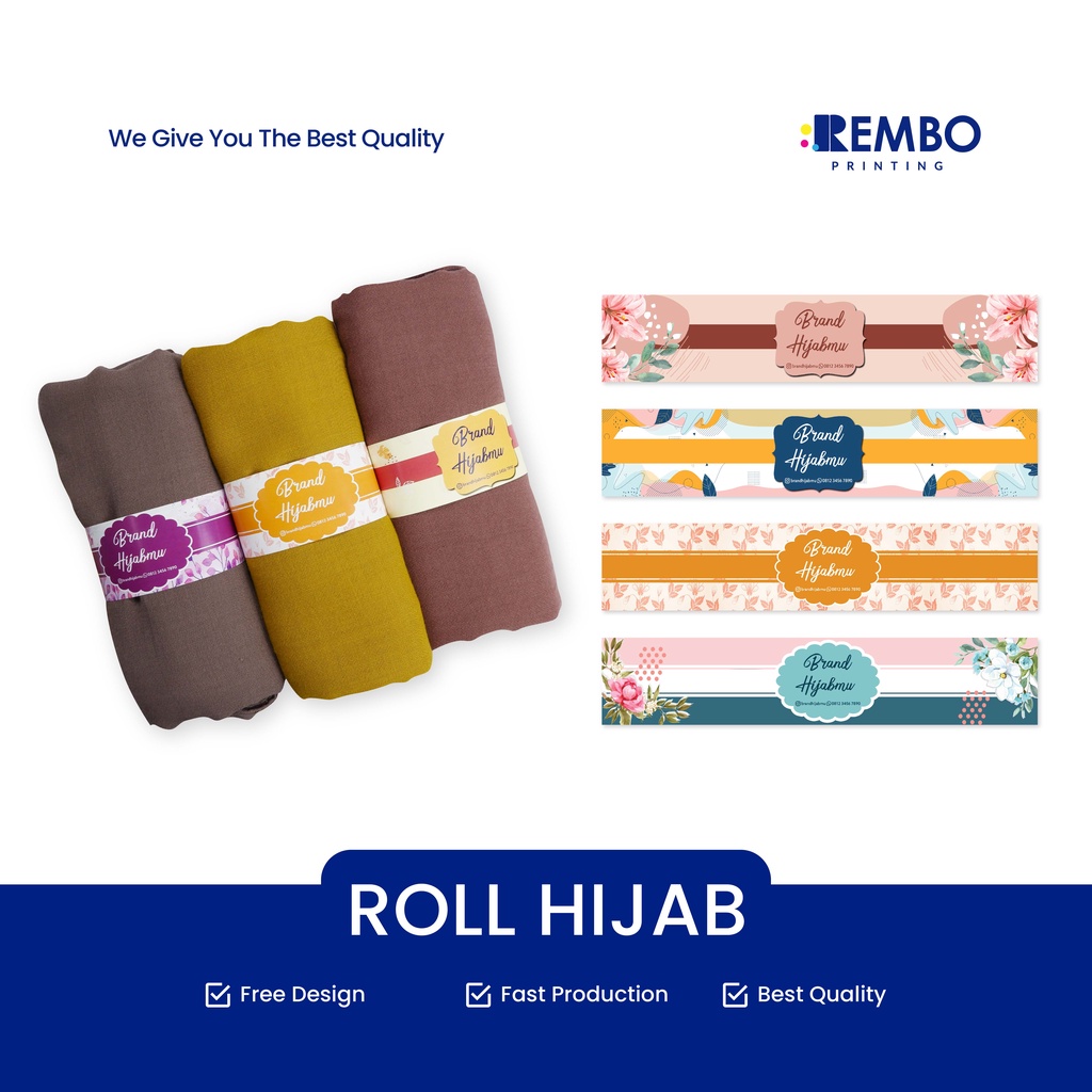 Jual CETAK ROLL HIJAB *FREE DESIGN* / ROLLER HIJAB / LABEL PENGIKAT ...
