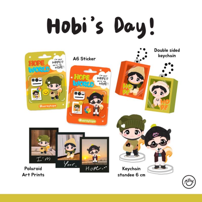 Jual HOBI'S BIRTHDAY MERCH | Keychain standee | Sticker Kiss Cut | Art ...