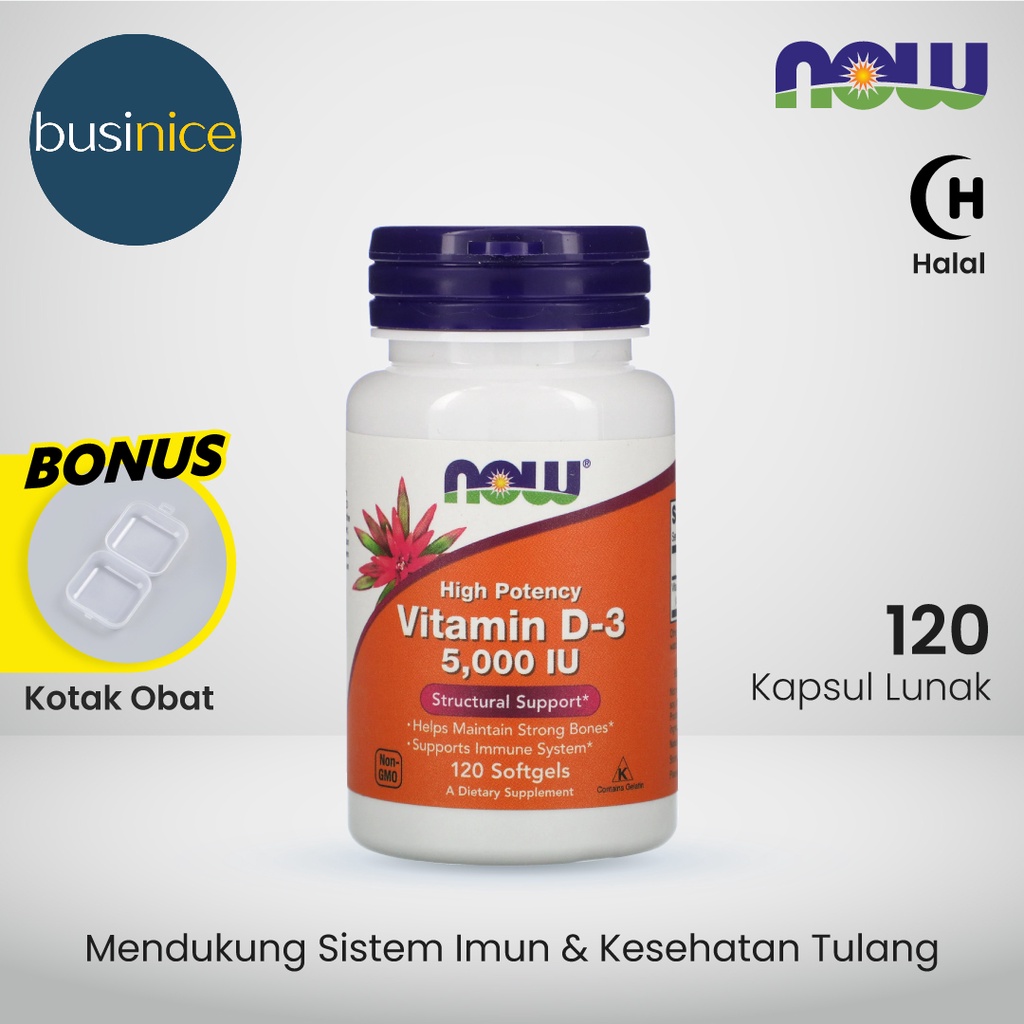 Jual Now Foods Vitamin D-3 5,000 IU - 120 Softgels D3 5,000IU Vit D 5000 IU | Shopee Indonesia