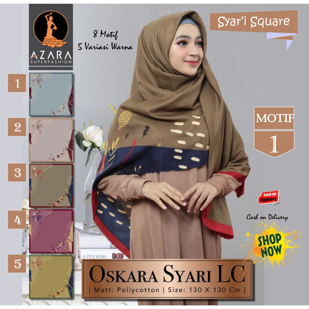 Jual Jilbab Segi Empat Oskara Syari Laser Cut Motif 1 by Azara Scarf ...