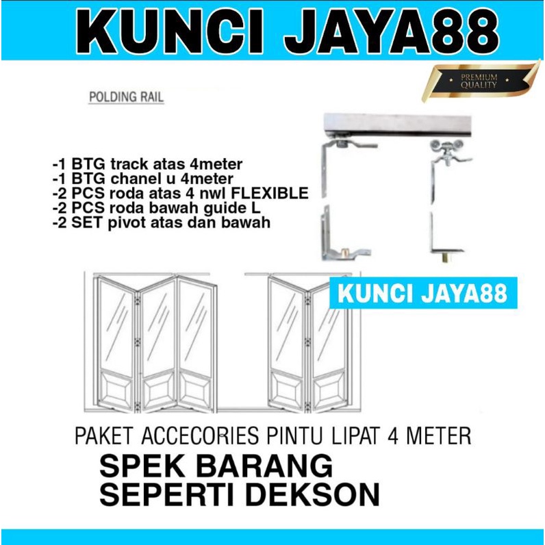 Jual accecories pintu lipat 4meter 1set complete rel pintu lipat ...
