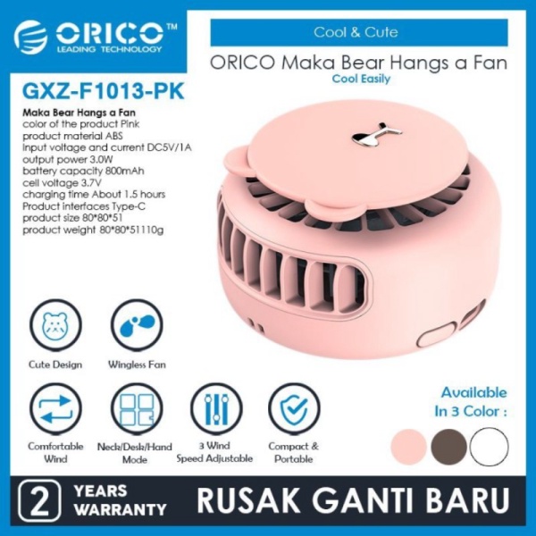 Jual ORICO GXZ-F1013 USB Neck Fan Maka Bear 800mAh | Shopee Indonesia