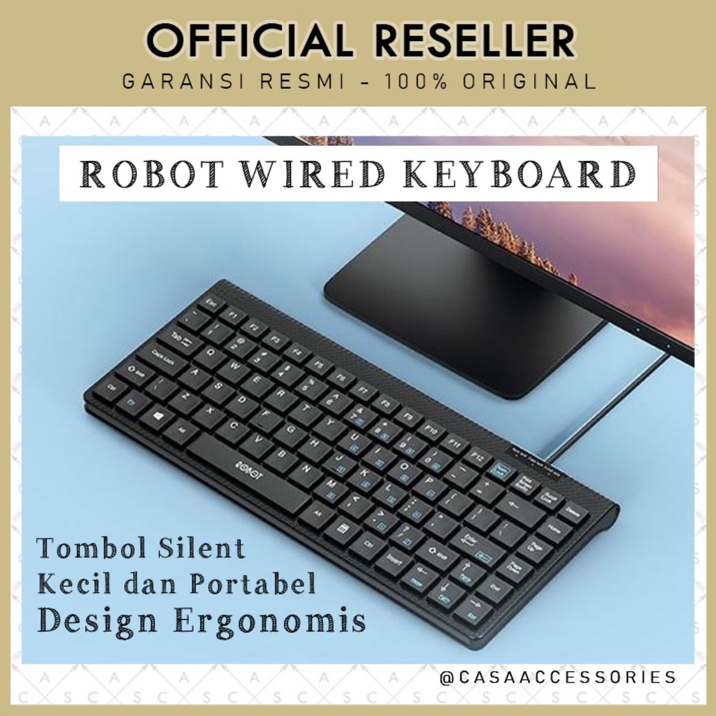 Jual Robot RK10 Mini USB Wired Keyboard Ultra Thin | Shopee Indonesia