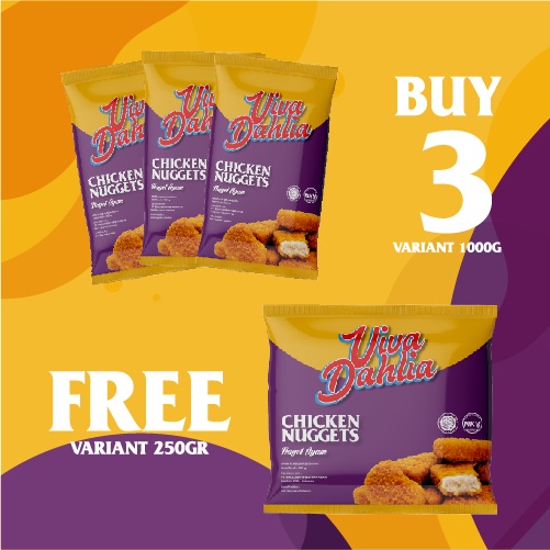 Jual Paket 3 Viva Dahlia Chicken Nugget 1000gram Gratis 1 Viva Dahlia ...