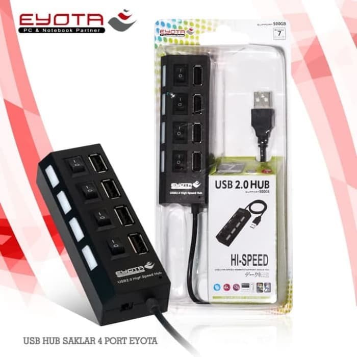 Jual EYOTA USB HUB 4 PORT ON/OFF USB 2,0 | Shopee Indonesia