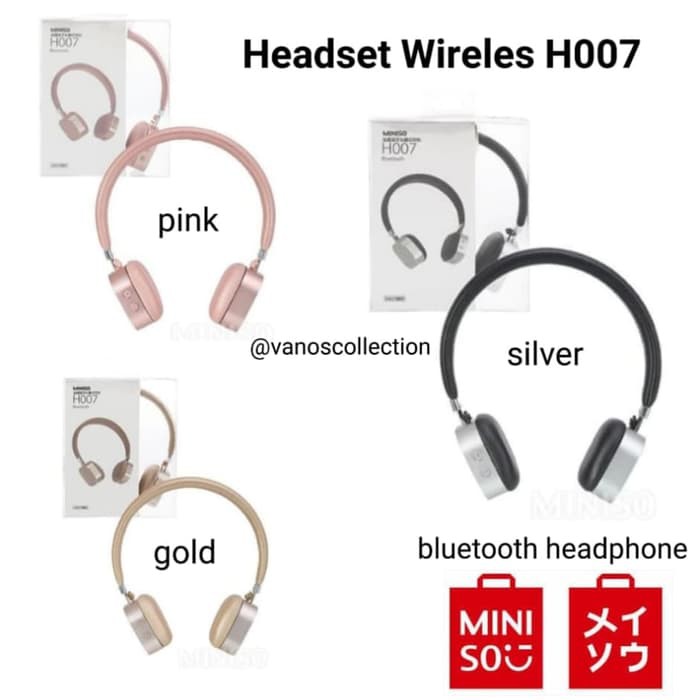 Jual Miniso Wireless Headset Bluetooth Headphone - Gold | Shopee Indonesia