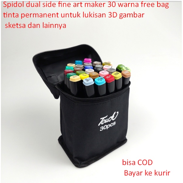 Jual Spidol dual side fine art maker 30 warna free bag tinta permanent ...