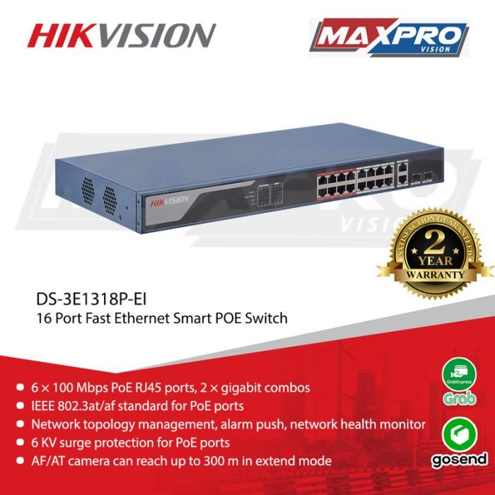 Jual Ip Cam Ds-3E1318P-Ei - Hikvision Smart Poe Switch 16 Port | Shopee Indonesia