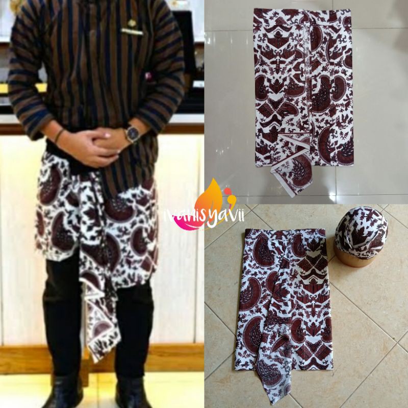 Jual Set Sapit Urang + Blangkon SUNDA, Motif Semen Putih | Shopee Indonesia
