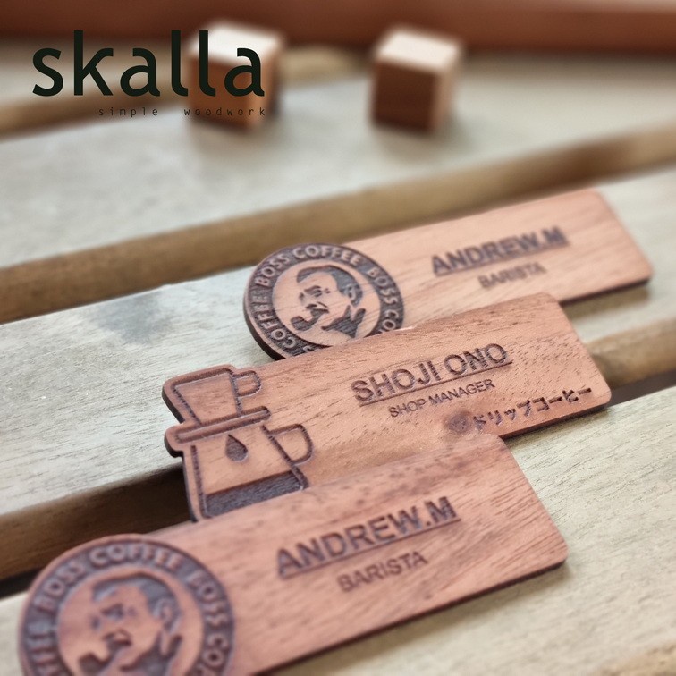Jual name tag kayu contour badge papan nama dada wood wooden nametag ...