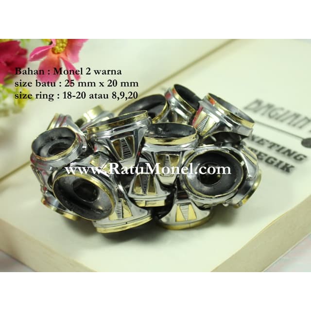 Jual Cincin Emban Akik Kosongan Monel Tempel 2 warna batu besar #1 ...