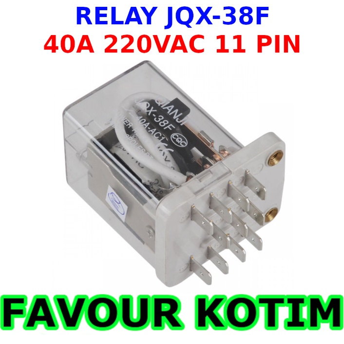 Jual JQX-38F HIGH POWER RELAY 40A 40 AMPERE AC 220V 11 PIN 3 KONTAK ...