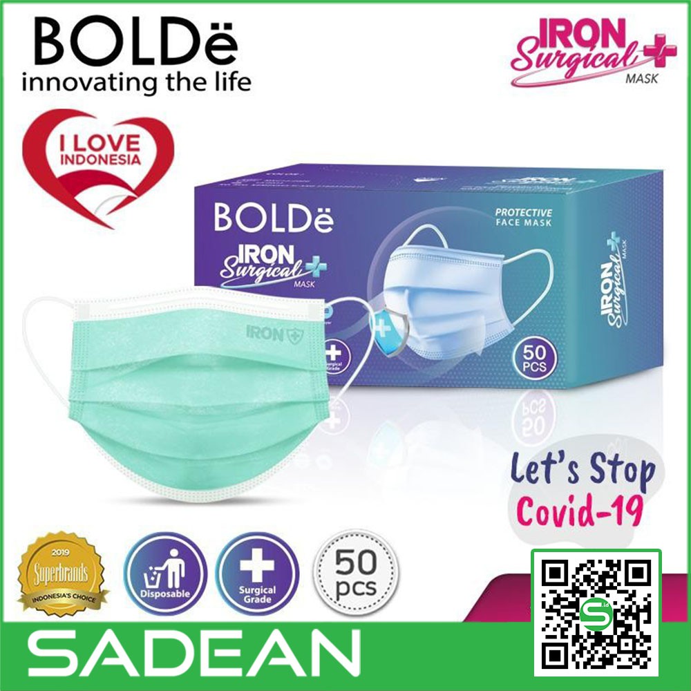 Jual Masker Medis BOLDe IRON + Surgical Mask 3Ply isi 50 pcs / Box ...