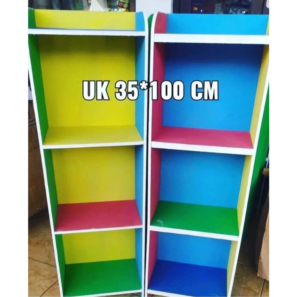 Jual Rak Susun Buku Kayu / Lemari Susun Warna Warni / rak serbaguna ...