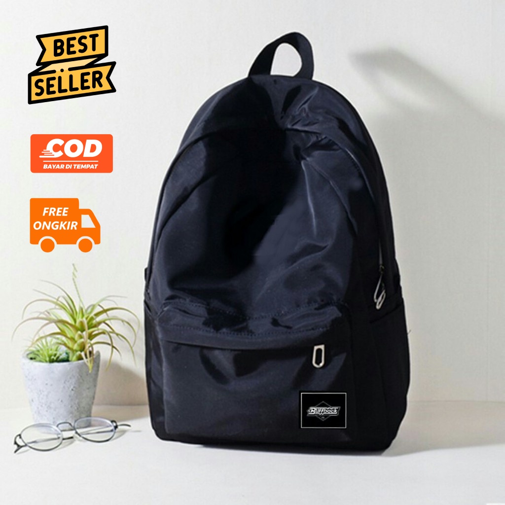 Jual (COD) Tas Sekolah Stylish Hitam Polos Murah - Tas Sekolah HItam ...