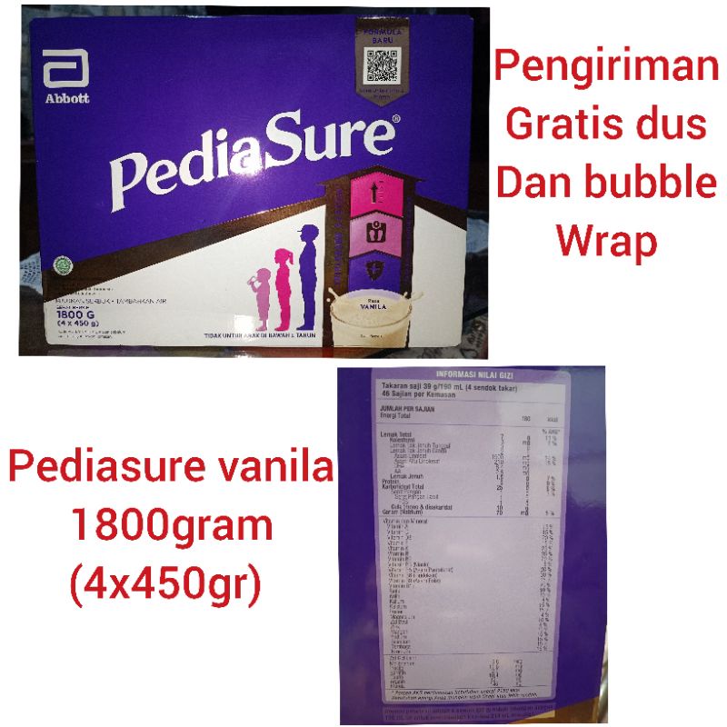 Jual Susu Pertumbuhan Pediasure Triplesure Ukuran 1800gr(4x450gr) Rasa Vanila/Madu/Coklat Untuk ...