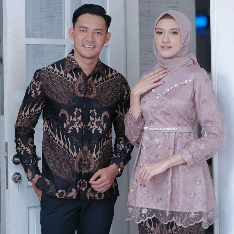 Jual Baju set couple kebaya vanilla/kebaya couple tunangan modern/set ...