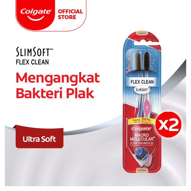 Jual Colgate Flex Clean SlimSoft Sikat Gigi 2 pcs | Shopee Indonesia