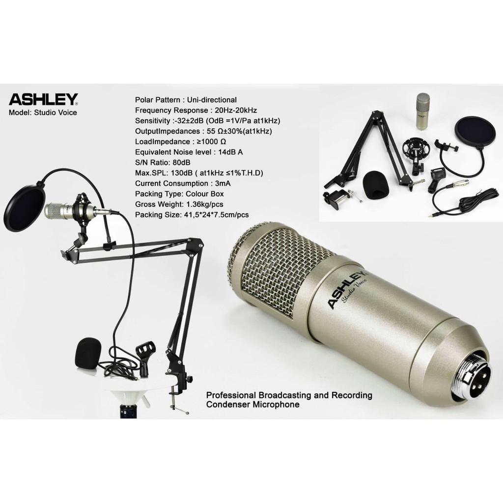 Jual Professional Condenser Mic Ashley Studio Voice | Shopee Indonesia