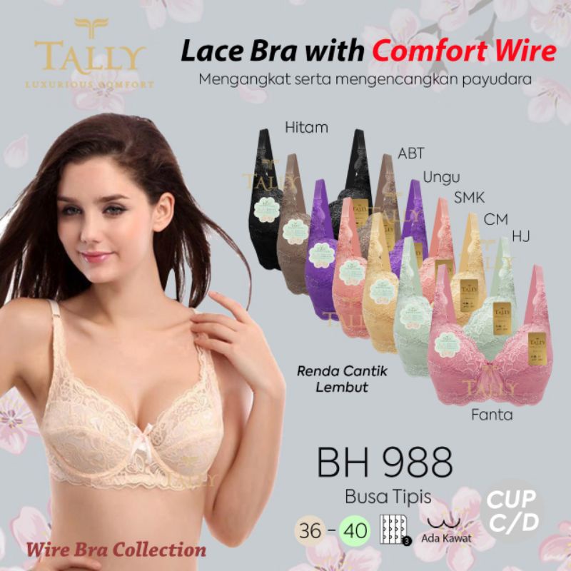 Jual BH TALLY 988 BRA BRUKAT RENDA CANTIK KAWAT TANPA BUSA 6091 - BUNGALILY | Shopee Indonesia