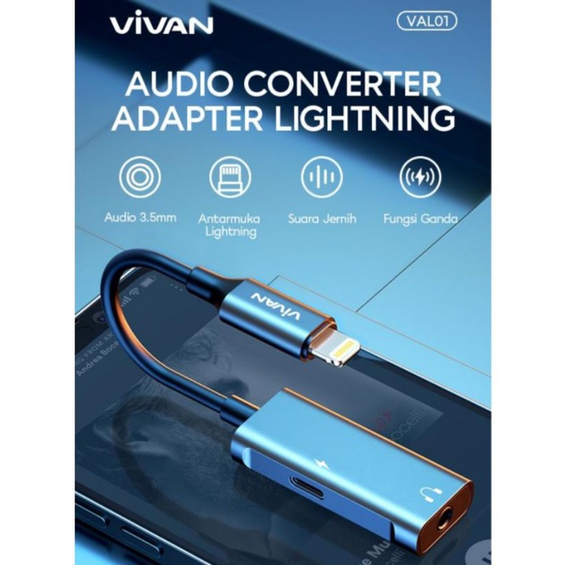 Jual Vivan VAL01 VAL02 Splitter IPhone Lightning to Aux 3.5mm + Usb C ...