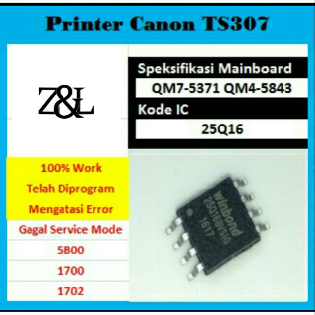 Jual IC Eprom Ts307 IC Counter IC Reset Ts307 IC Resetter Canon TS307 ...