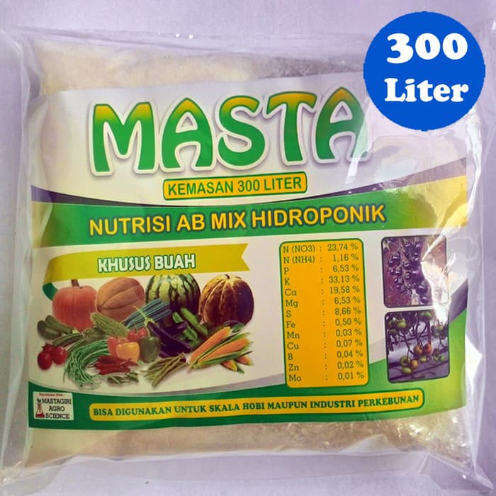 Jual Nutrisi Hidroponik AB Mix MASTA Buah Umum Kemasan 300 Liter ...