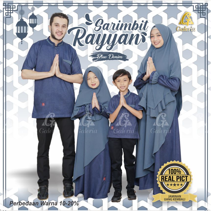 Jual Sarimbit Keluarga 2024 Lebaran Rayyan Series Warna Blue Denim Baju ...
