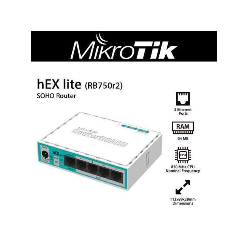 Jual Mikrotik Router Indoor RB750r2 (hEX Lite) RB750 RB 750 RB 750r2 ...