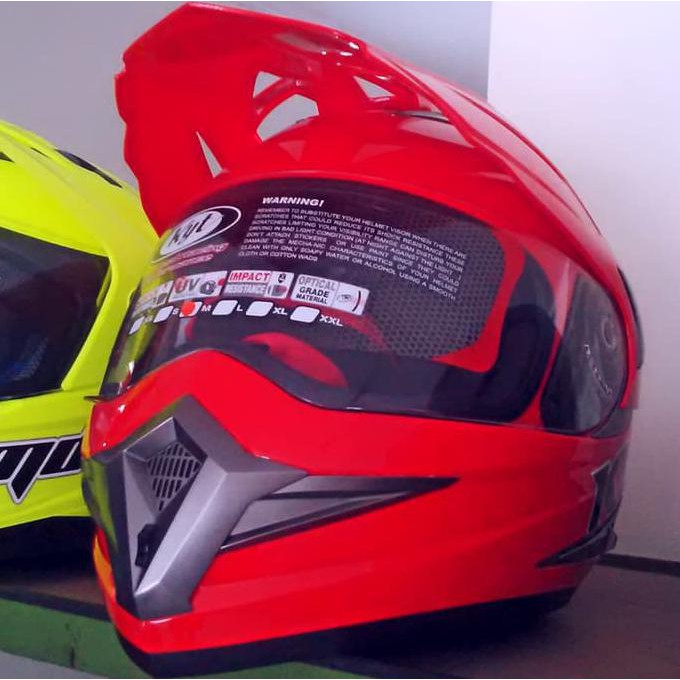 Jual Helm Kyt Enduro Red Solid Supermoto Fullface Ajib | Shopee Indonesia