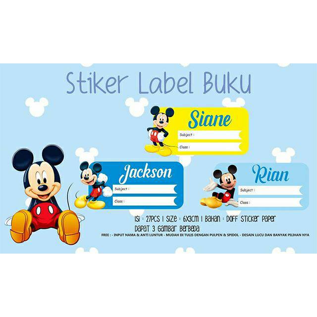 Jual STIKER LABEL BUKU CUSTOM NAMA~~MICKEY MOUSE | Shopee Indonesia