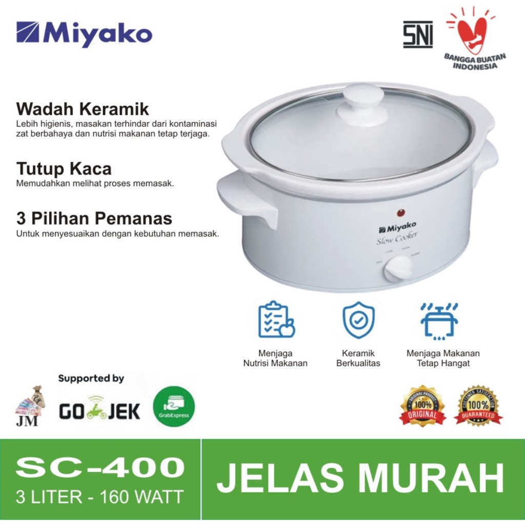 Jual PROMO Miyako SC-400 Slow Cooker Ceramic 160 Watt SC 400 / SC400 ...