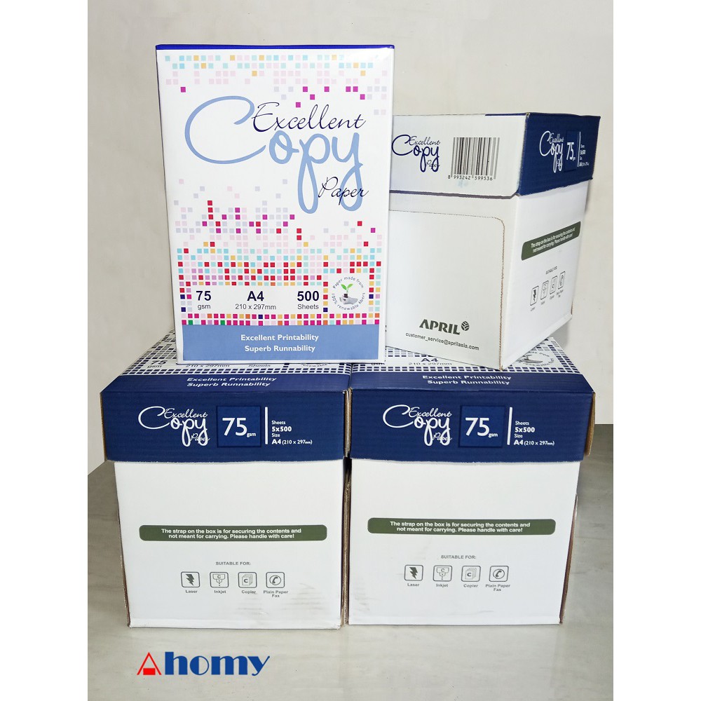 Jual 1 rim Kertas A4 75gsm Excellent Copy (APRIL) | Shopee Indonesia
