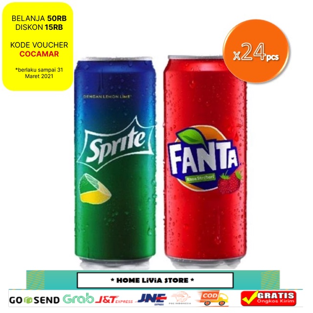 Jual Sprite Sleek Can 330 ml x 24 (1 Case) + Fanta Strawberry Sleek Can ...