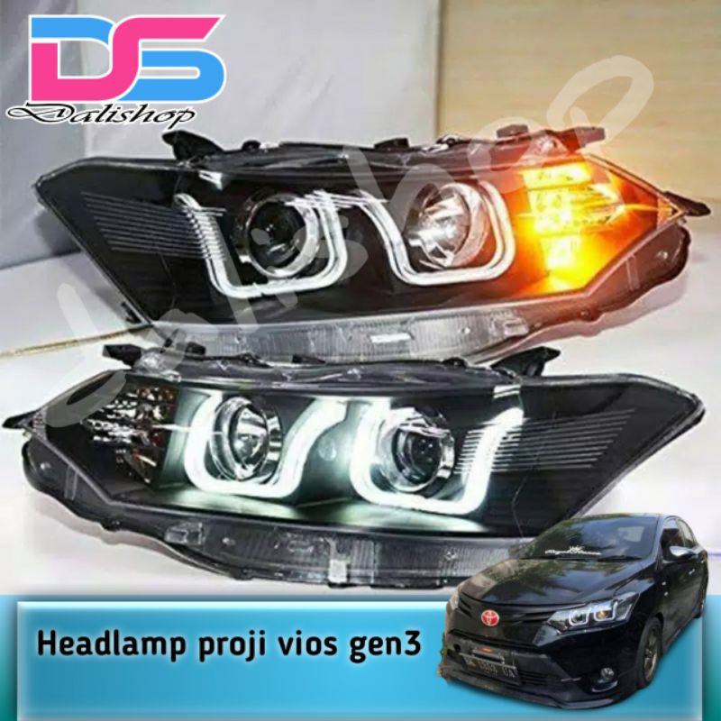 Jual Headlamp Vios gen3 Projector Bar Black Housing | Shopee Indonesia