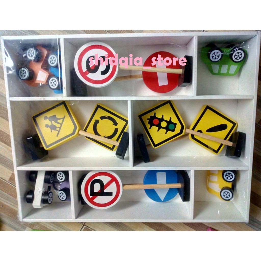 Jual Mainan Kayu Edukasi Rambu Rambu Lalu Lintas & Mobil-mobilan ...