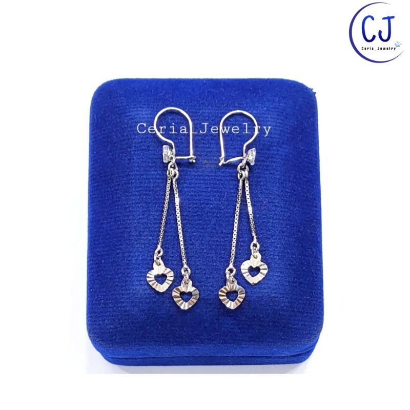 Jual Anting Perak Asli Silver Wanita 925 Lapis Emas Putih Model Agogo Gantungan Love Ukir Double ...
