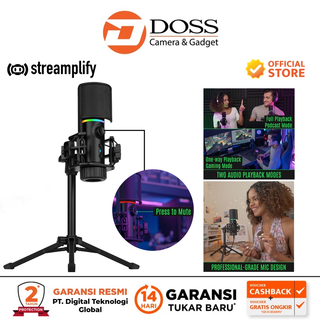 Jual Streamplify Mic Tripod - Mic Gaming RGB - Microphone RGB | Shopee ...