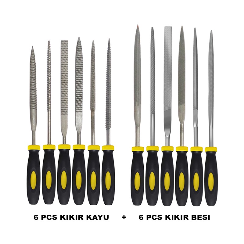 Jual EELIC KIR-BK3X140X12 Mix 1 set kikir besi 6 pcs dan kikir kayu 6 ...