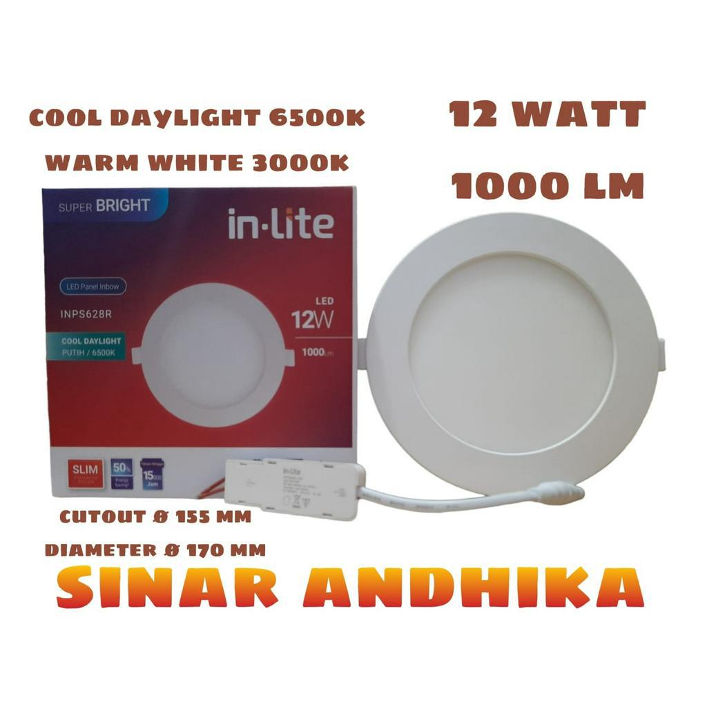 Jual Lampu Led Downlight In-Lite Panel Inbow Bulat 12 Watt INPS628R | Shopee Indonesia