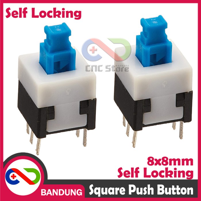 Jual GREY BLUE CAP SQUARE PUSH BUTTON 8X8MM SELF LOCKING LATCHING ...