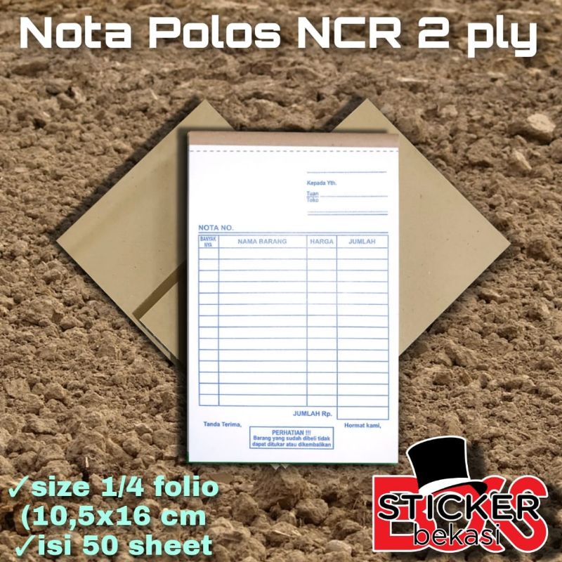 Jual NOTA KONTAN 1/4 FOLIO /NOTA POLOS NCR 2 PLY & 1 PLY UKURAN 1/4 ...